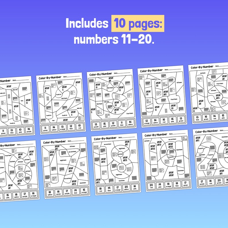 11-20 Number Sense Worksheets | Kindergarten & 1st Grade Teen Numbers ...