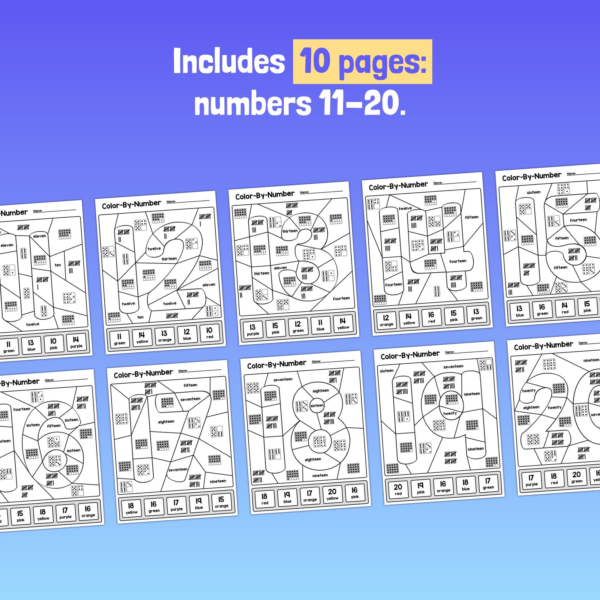 11-20 Number Sense Worksheets | Kindergarten & 1st Grade Teen Numbers ...
