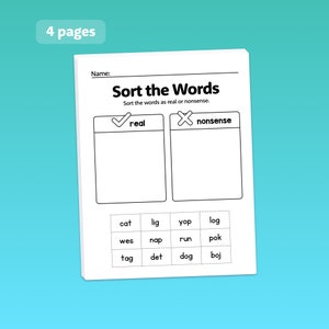 Real or Nonsense Words Worksheets | 1st Grade & Kindergarten CVC Words ...