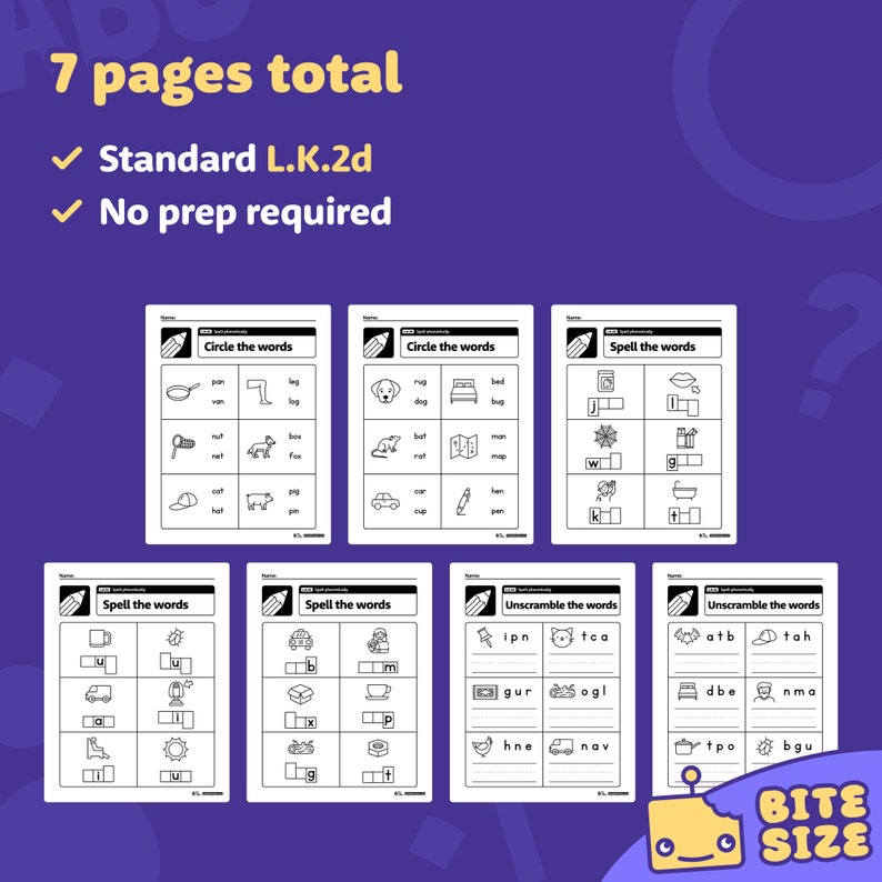 Spell Phonetically Worksheets & Activities | Kindergarten CVC Words and ...