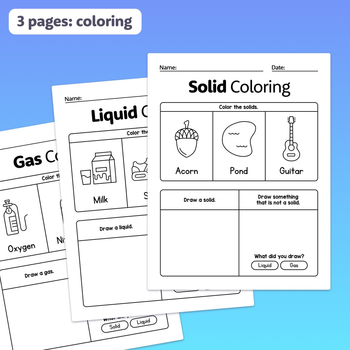 States of Matter Worksheets, States of Matter Anchor Charts: Solid ...