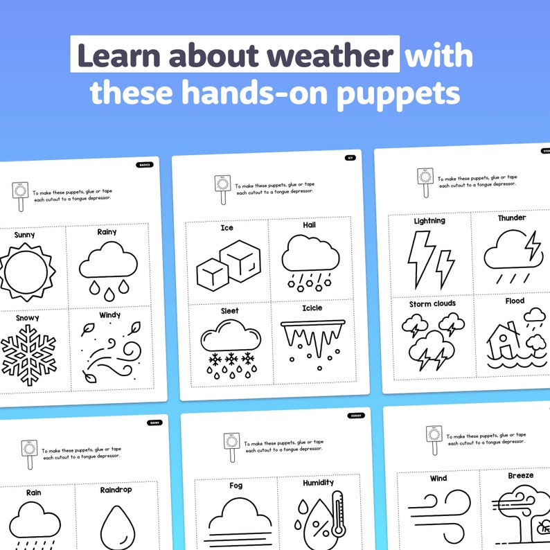 Weather Craft Puppets | Pre-k & Kindergarten Science Center | Easy ...