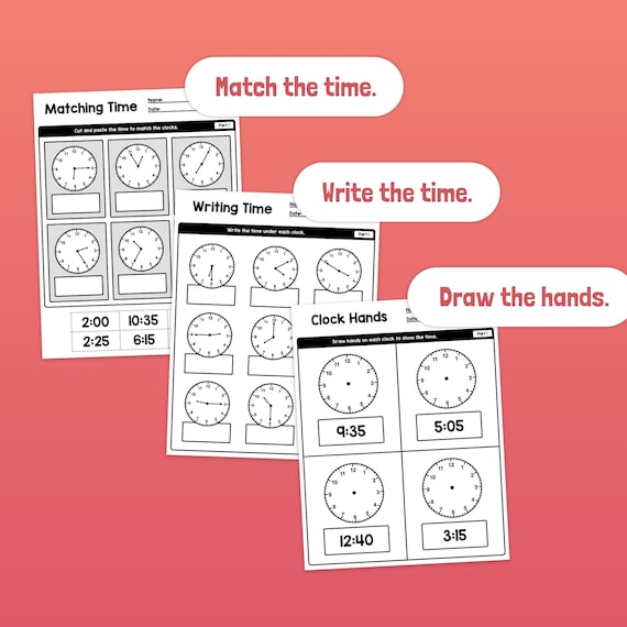 Hojas De Trabajo Para Decir La Hora De 5 En 5 Minutos
