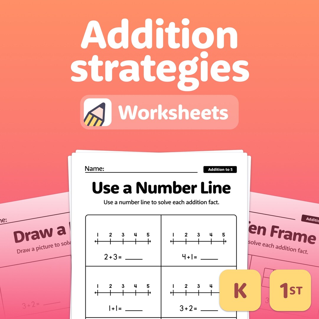 Addition Strategies Worksheets | Kindergarten 1st Grade Addition ...