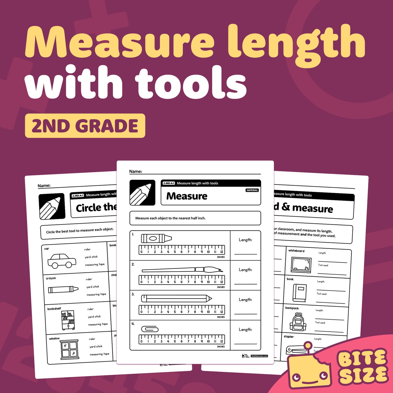 Measure Length With Tools Worksheets | 2nd Grade Ruler Measurement ...