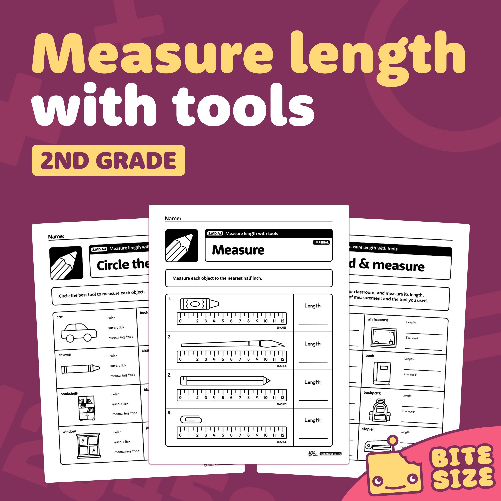 Measure Length With Tools Worksheets | 2nd Grade Ruler Measurement ...