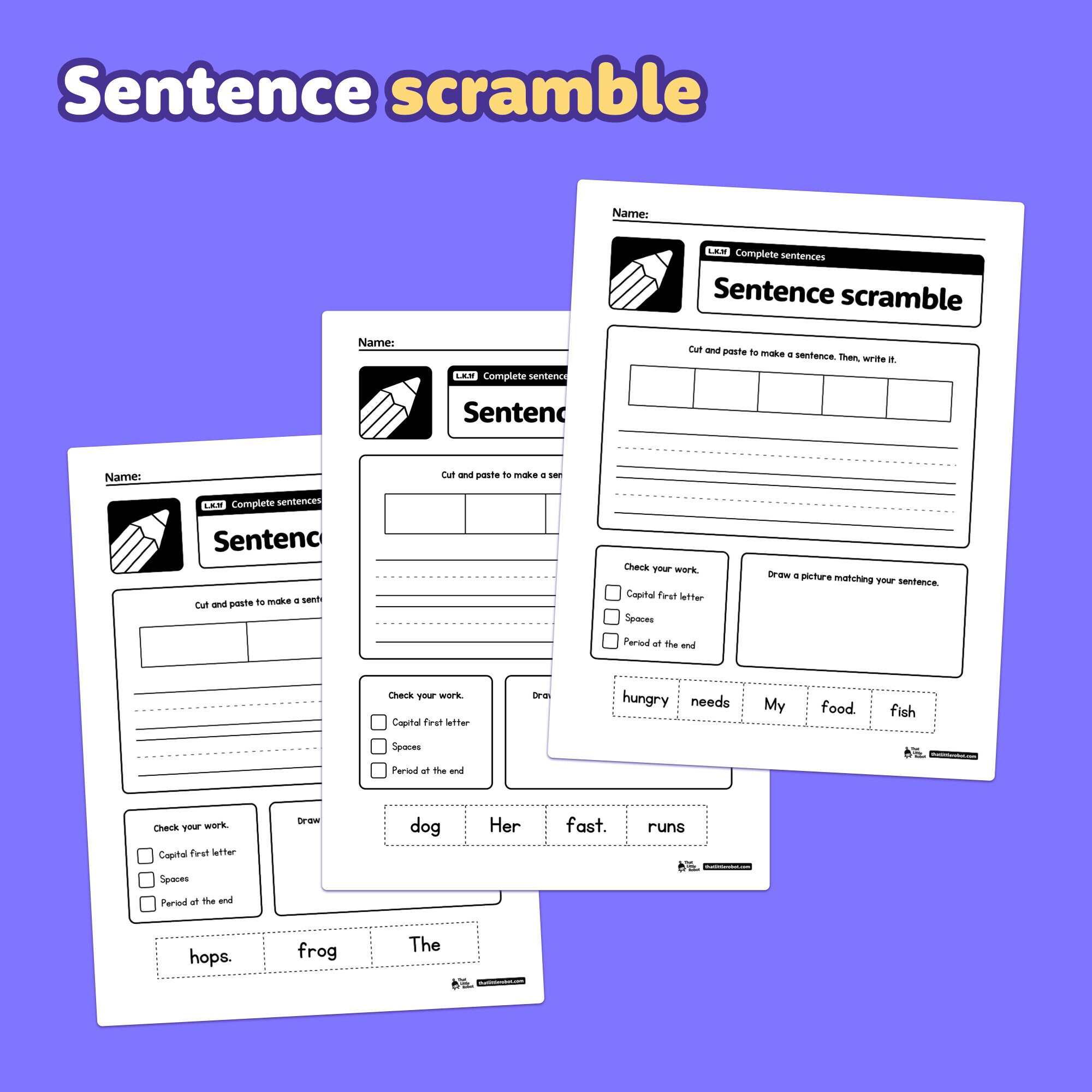 Writing Complete Sentences Worksheets | Kindergarten Sentence Building ...