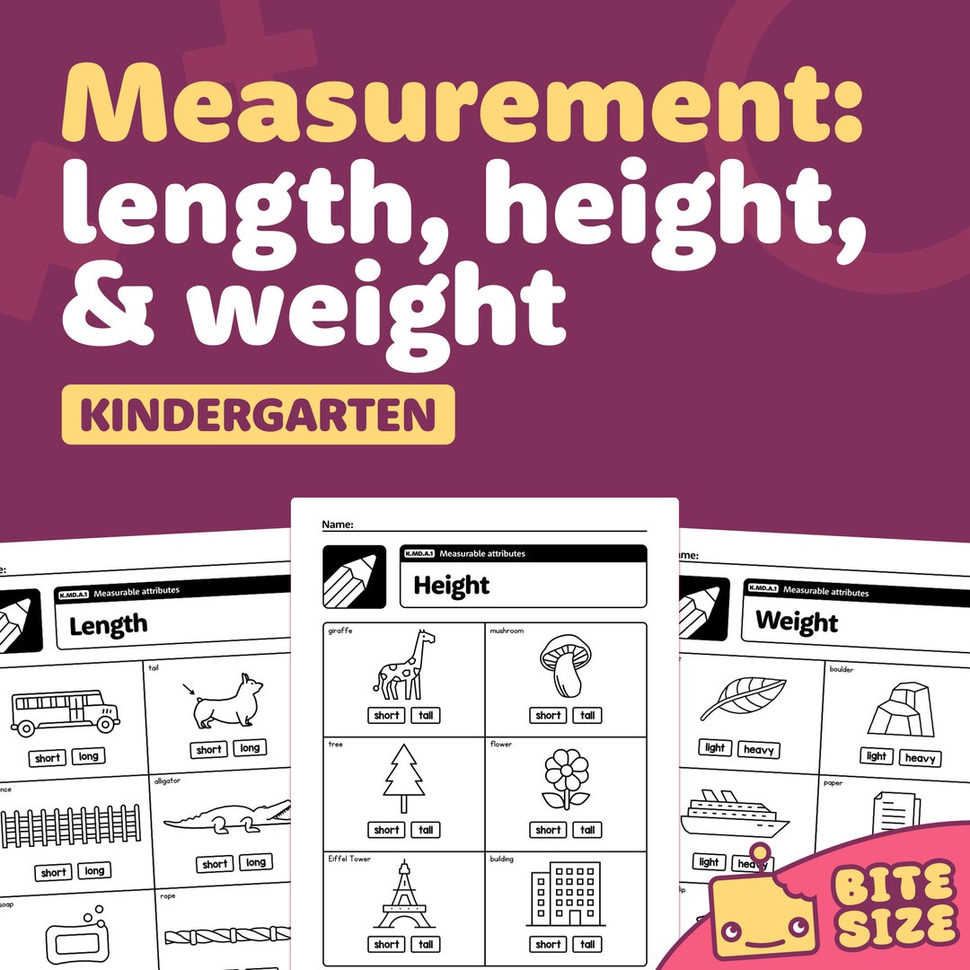 Measurement: Length, Height, & Weight Worksheets | Kindergarten Math ...