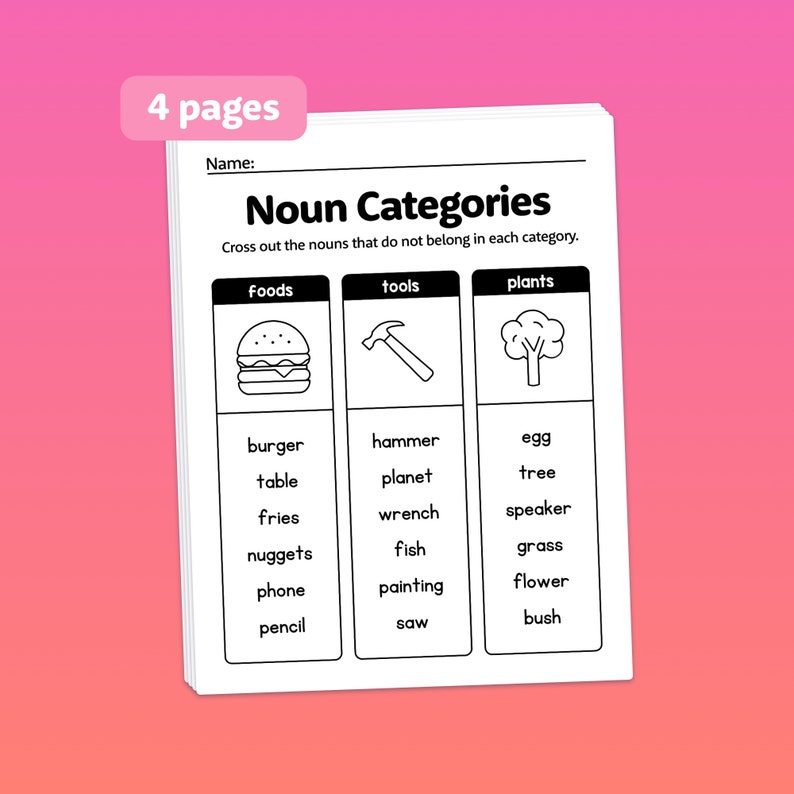 Common Nouns Worksheets | Person, Place, Thing | 1st Grade Noun ...