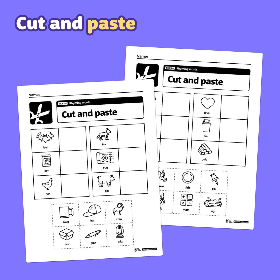 Rhyming Words Worksheets | Kindergarten Rhyme Activities & Phonics ...
