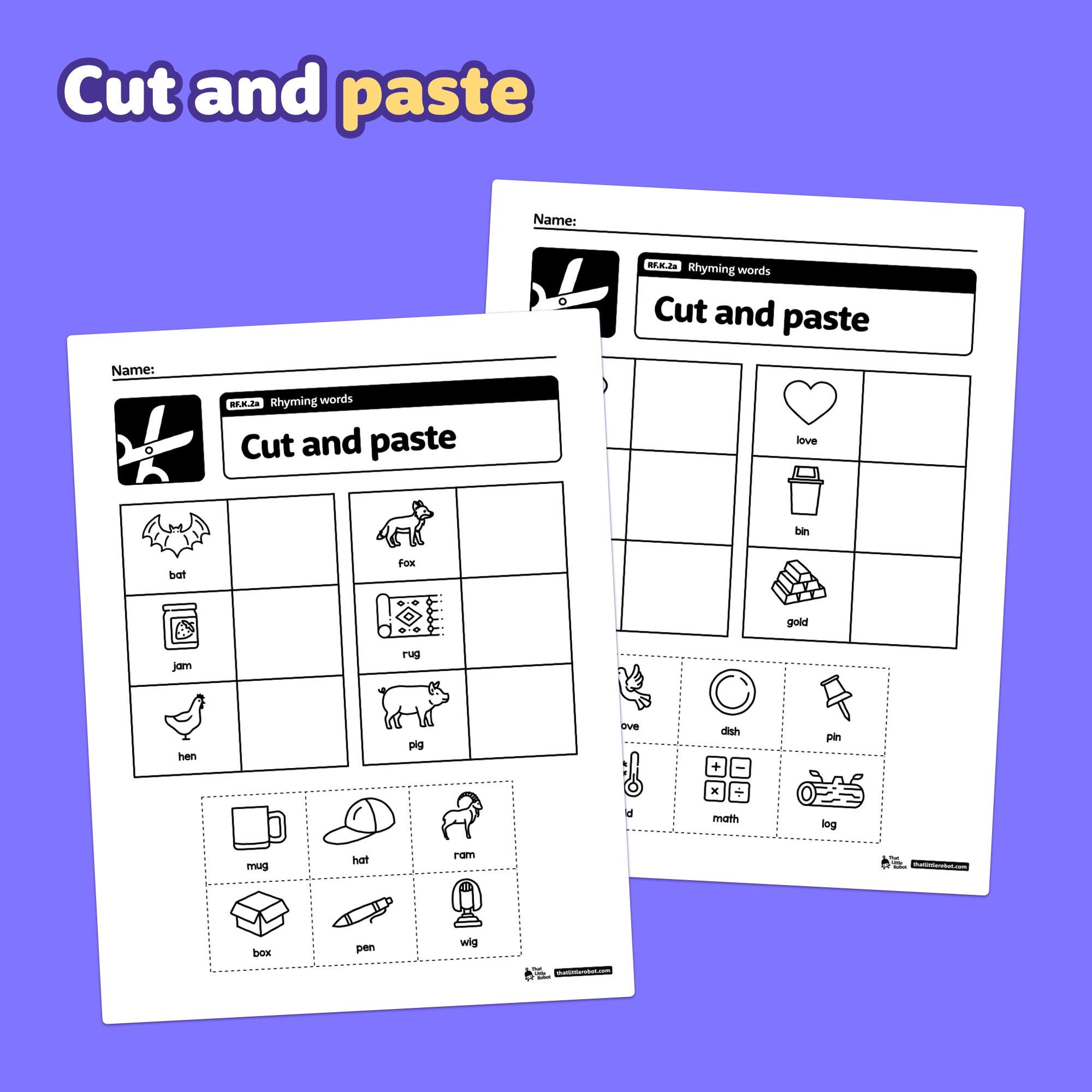 Rhyming Words Worksheets | Kindergarten Rhyme Activities & Phonics ...