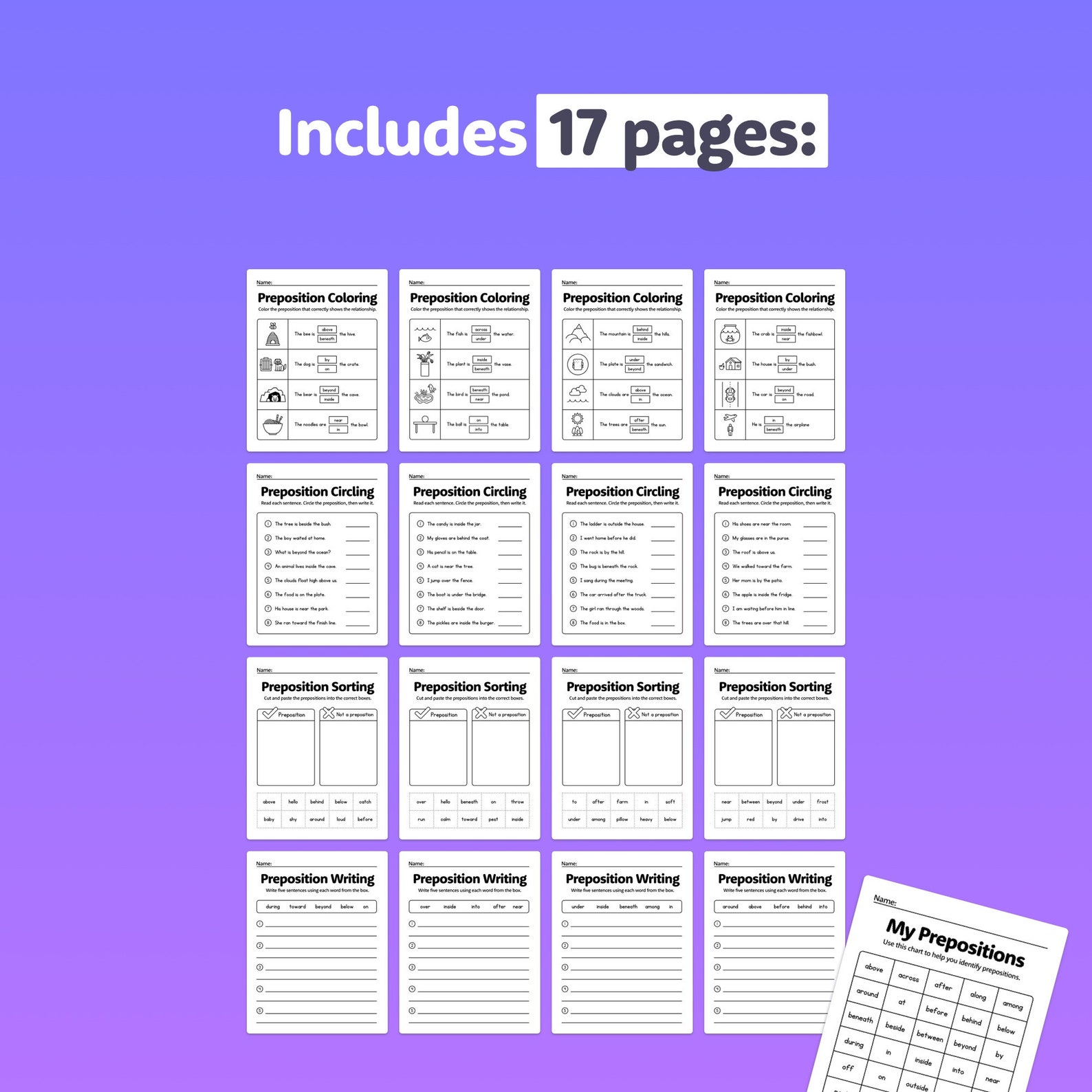 Beginner Prepositions Practice | 1st & 2nd Grade Preposition Worksheets ...