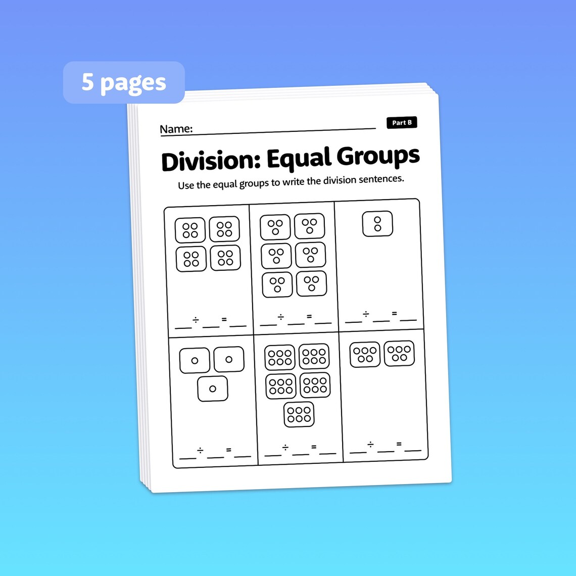 Equal Groups Division Worksheets| 2nd, 4th, 3rd Grade Division Practice ...