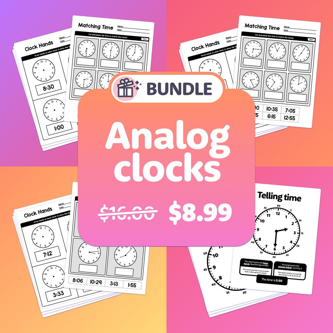 No Prep Analog Clocks Bundle | 1st, 3rd, 2nd Grade Telling Time ...