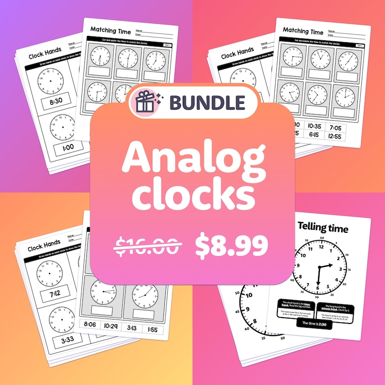 No Prep Analog Clocks Bundle | 1st, 3rd, 2nd Grade Telling Time ...