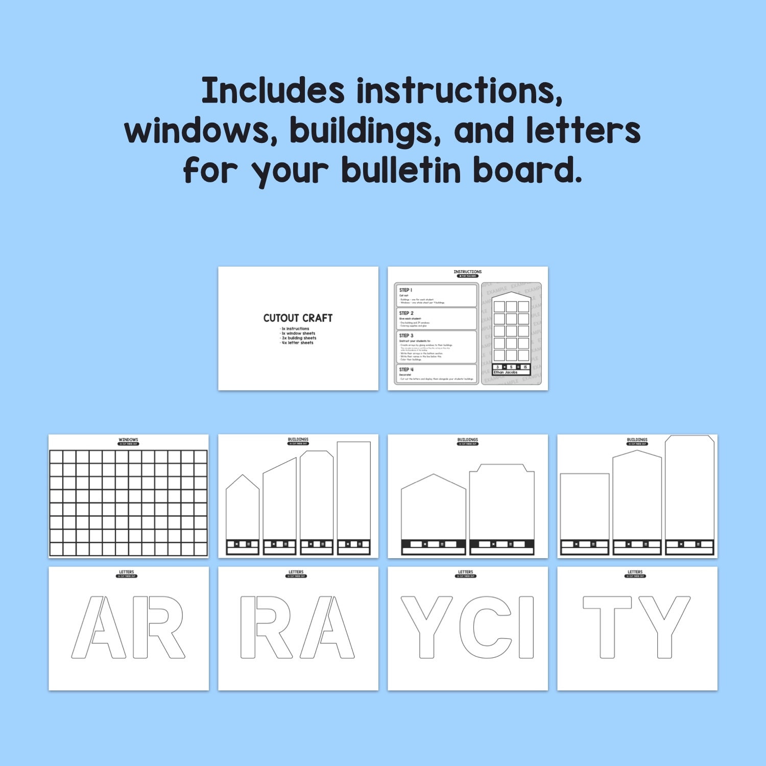 Array City Math Craft | 2nd, 3rd, 4th Grade Multiplication Arrays ...