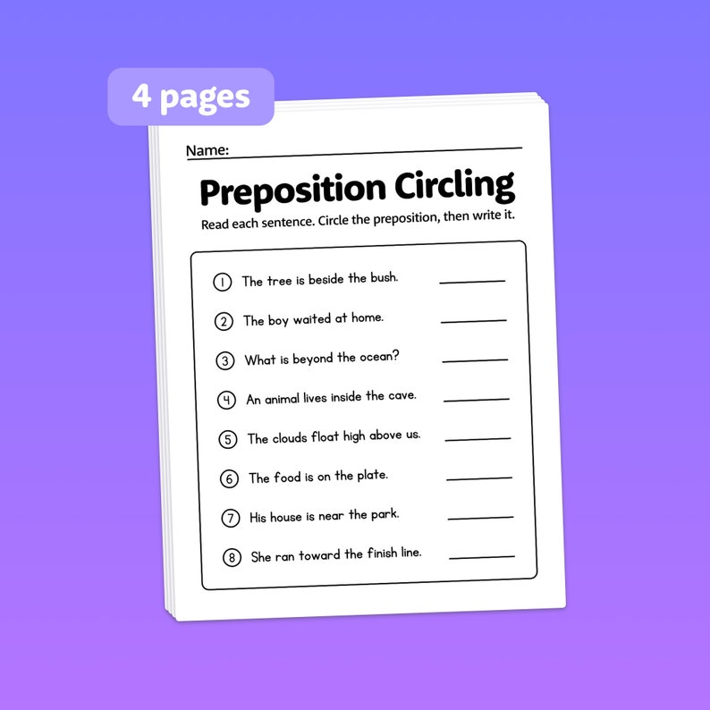 Beginner Prepositions Practice 1st & 2nd Grade Preposition Worksheets ...