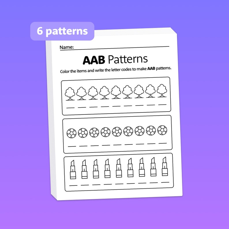 Pattern Worksheets for Kindergarten & 1st Grade Kindergarten Math ...