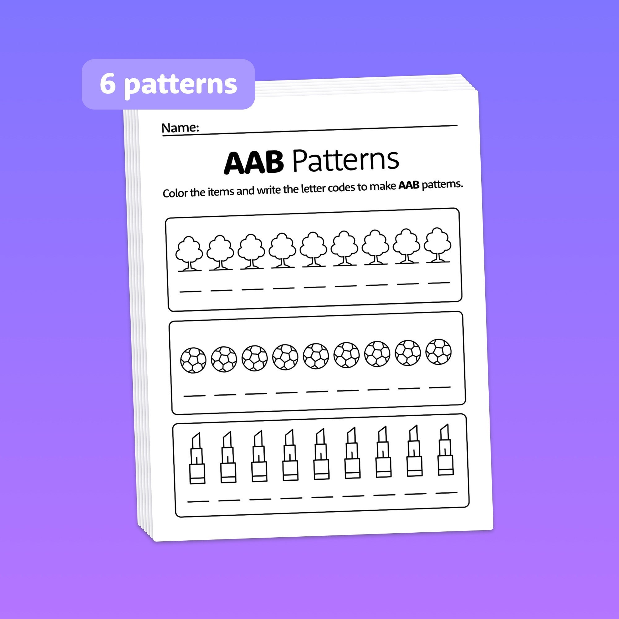 Pattern Worksheets for Kindergarten & 1st Grade Kindergarten Math ...