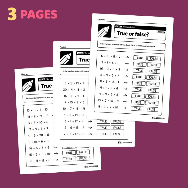 1st Grade the Equal Sign Worksheets | 1.OA.D.7 No Prep Math Balancing ...