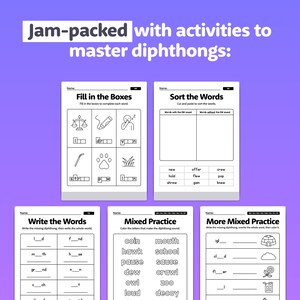 Diphthong Worksheets | No Prep 1st & 2nd Grade Diphthongs Activities ...