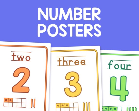 Number Posters Pre-k Kindergarten 1st Grade / Math - Etsy