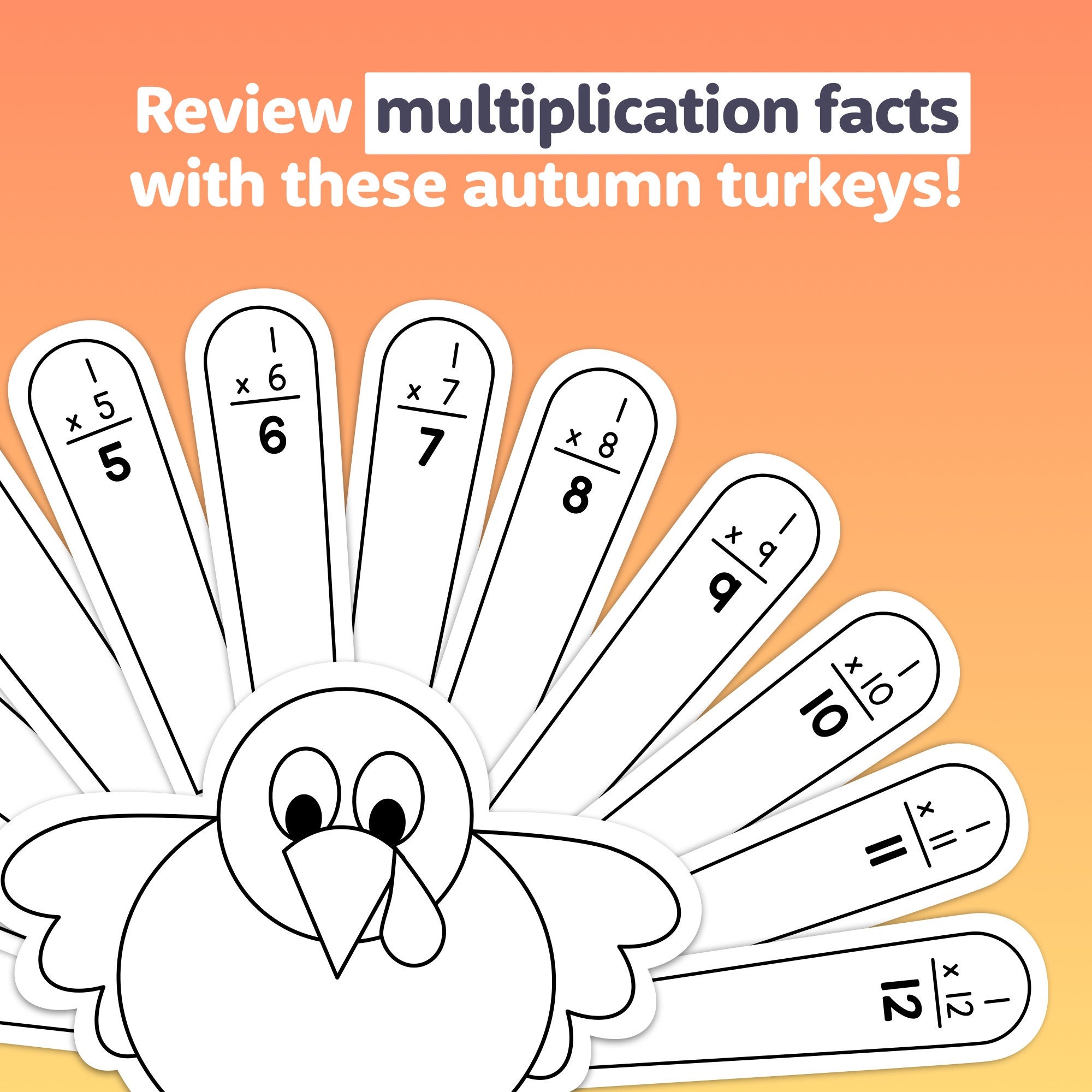 Fall Multiplication Craft | Thanksgiving Math Craft, 3rd-4th Grade ...