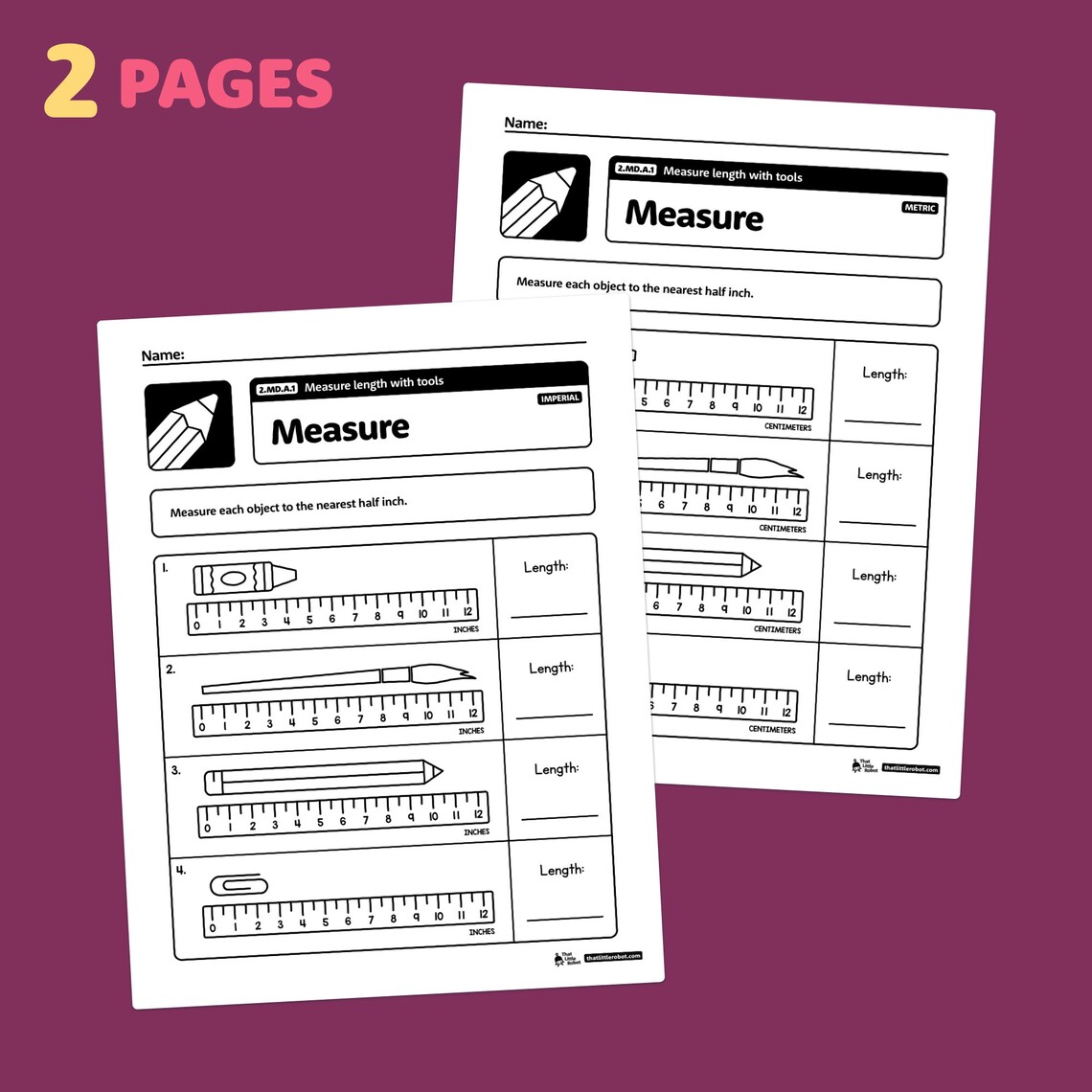 Measure Length With Tools Worksheets | 2nd Grade Ruler Measurement ...