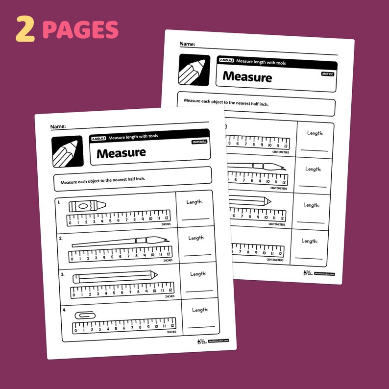 Measure Length With Tools Worksheets | 2nd Grade Ruler Measurement ...