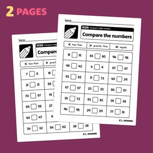 Compare 2 Digit Numbers Worksheets | 1st Grade Place Value Math ...
