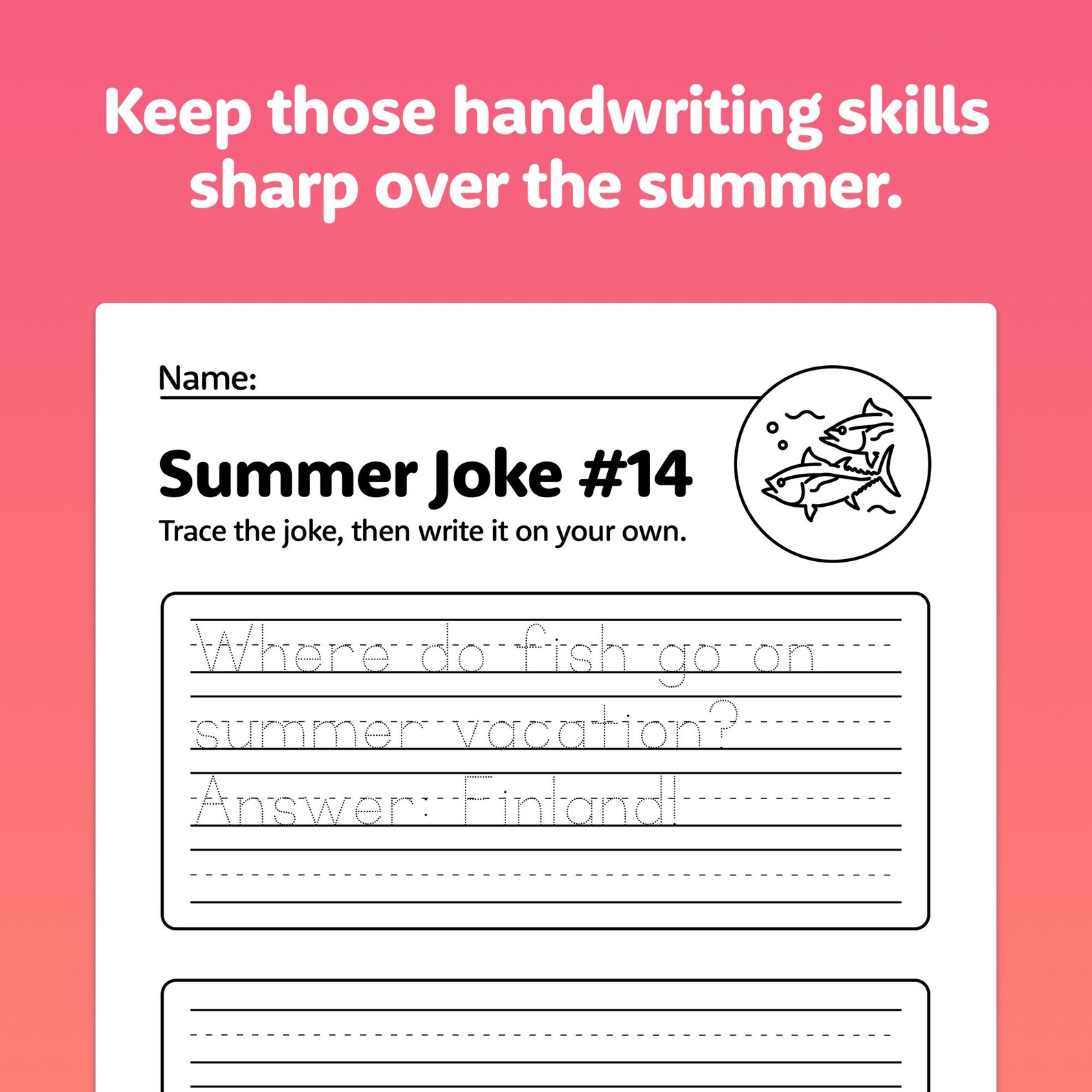 Summer Handwriting Worksheets | Kindergarten, 2nd, & 1st Grade ...