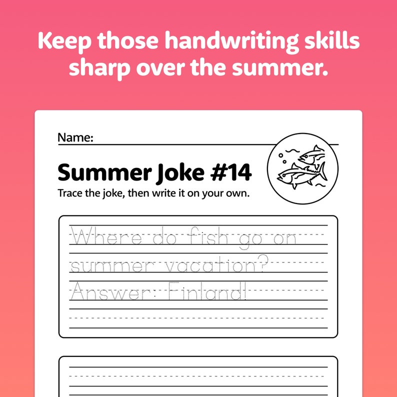 Summer Handwriting Worksheets | Kindergarten, 2nd, & 1st Grade ...