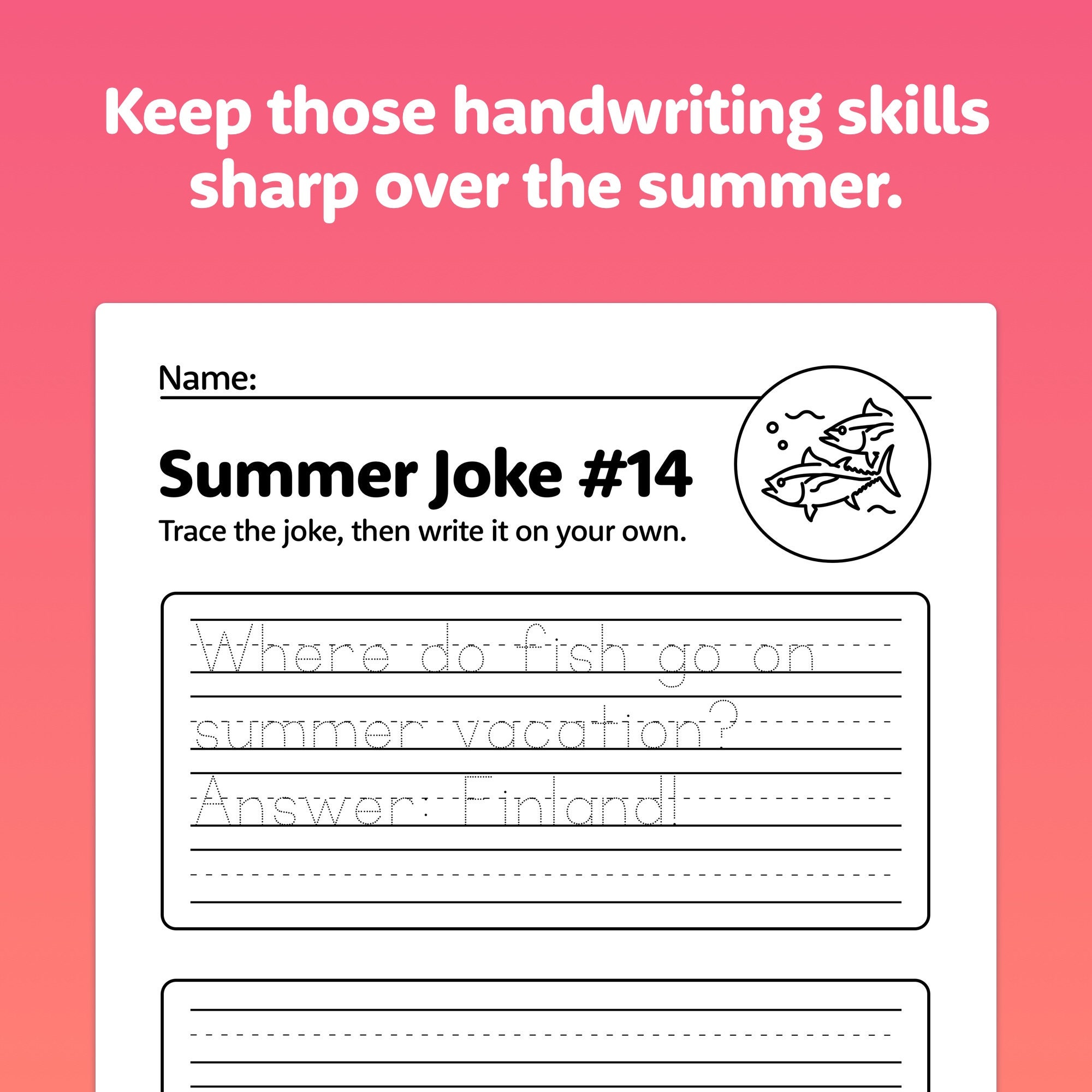 Summer Handwriting Worksheets | Kindergarten, 2nd, & 1st Grade ...