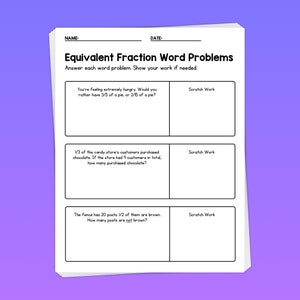 No Prep Equivalent Fractions Worksheets | Fraction Activities — 3rd ...