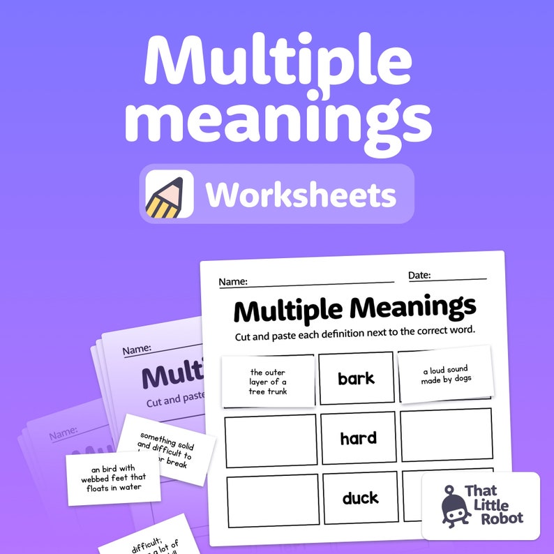 Multiple Meaning Words Worksheets 1st, 2nd & 3rd Grade Homonyms ...