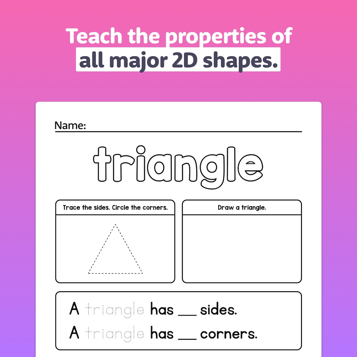 Properties of 2D Shapes Worksheets | Kindergarten 2D Shapes, 1st Grade ...