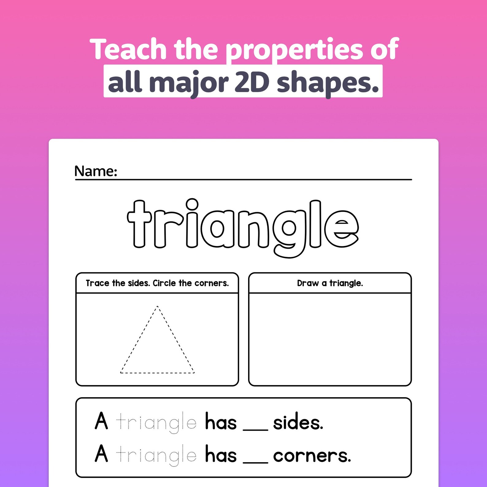 Properties of 2D Shapes Worksheets | Kindergarten 2D Shapes, 1st Grade ...