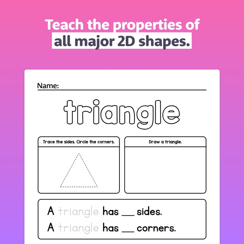 Properties of 2D Shapes Worksheets | Kindergarten 2D Shapes, 1st Grade ...