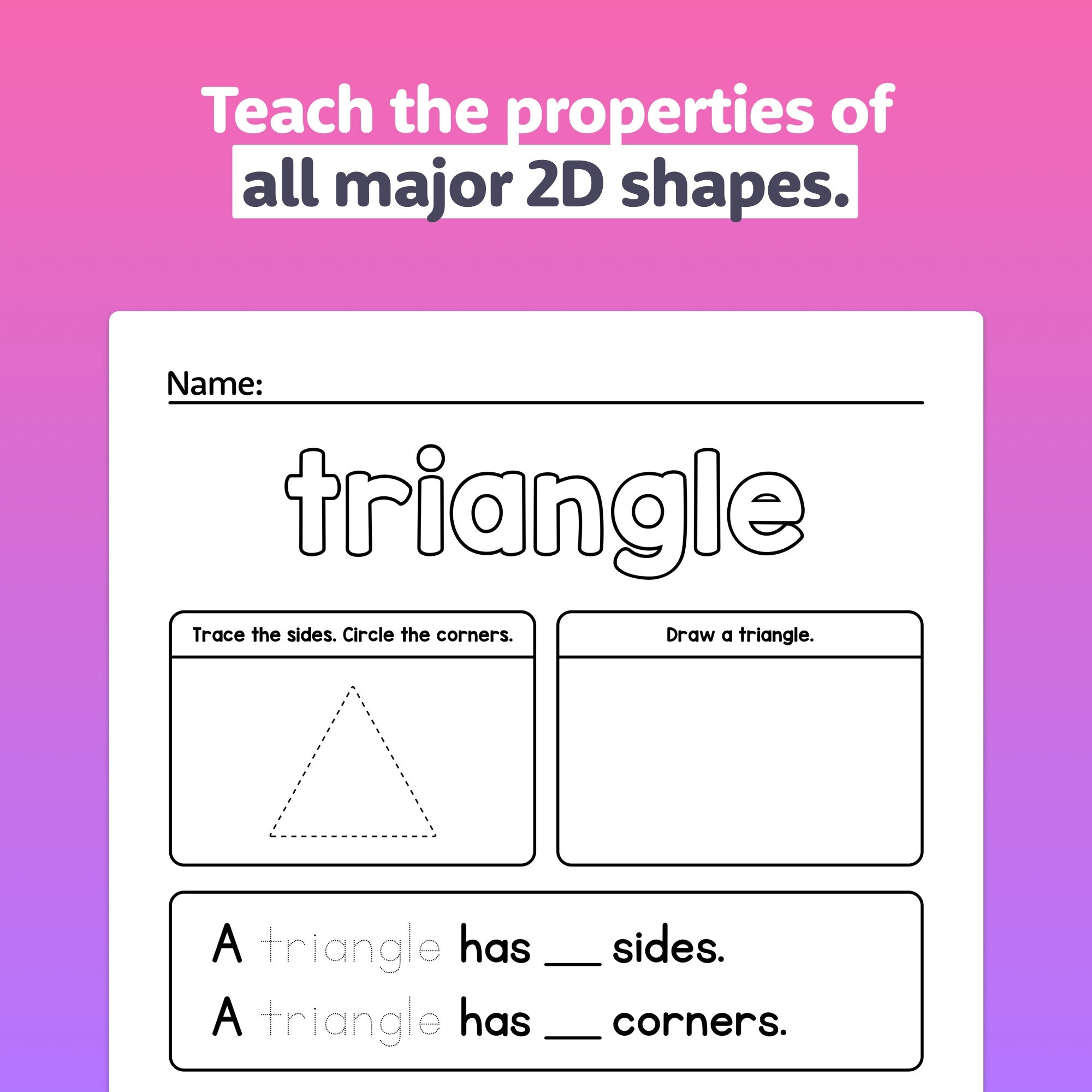 Properties of 2D Shapes Worksheets | Kindergarten 2D Shapes, 1st Grade ...