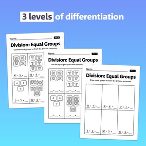 Equal Groups Division Worksheets| 2nd, 4th, 3rd Grade Division Practice ...