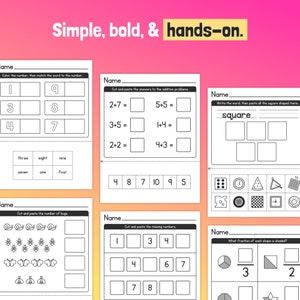 Kindergarten Math Activities, Cut & Paste Math Worksheets, Kindergarten ...