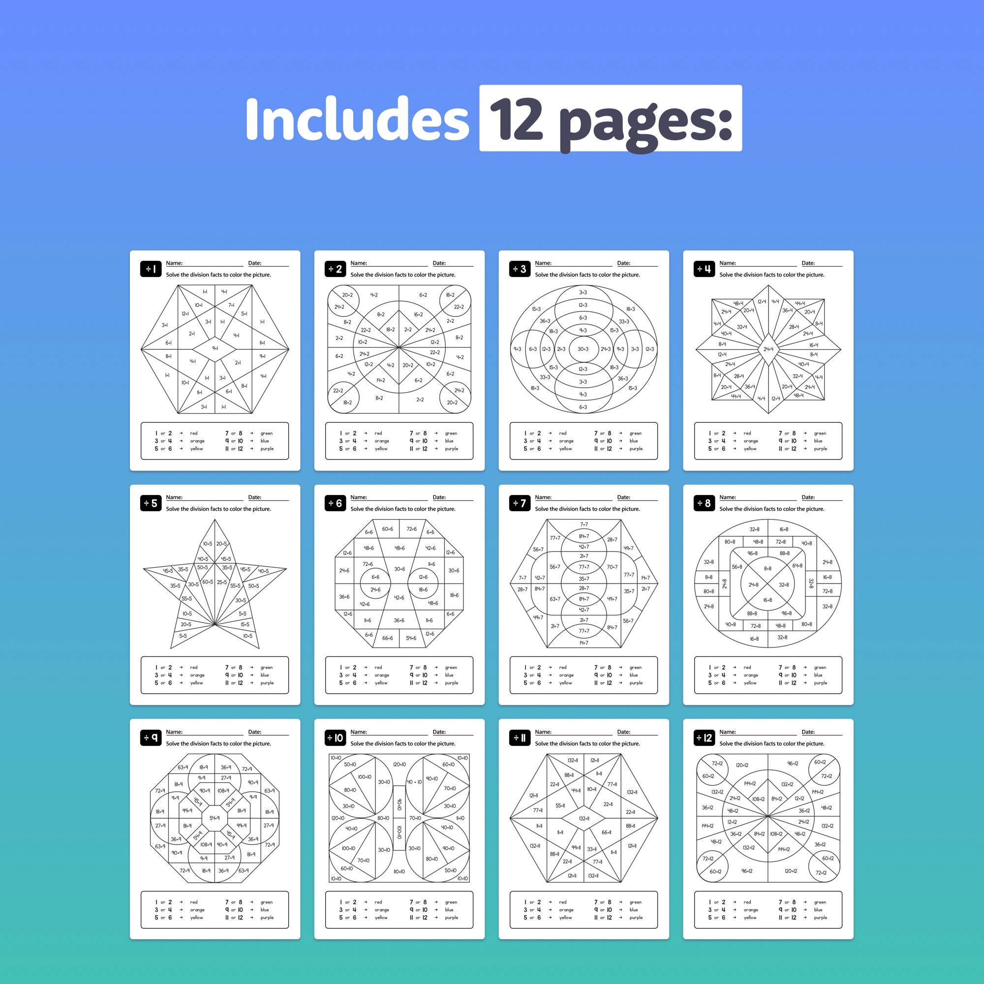 Division Coloring Pages | 3rd Grade Division Worksheets, 4th Grade ...