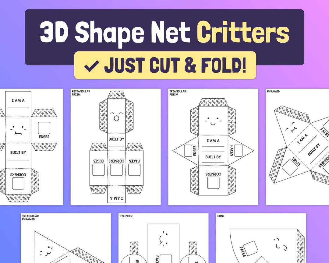 Cute 3D Shape Nets Activity 4th 5th 6th Grade Cutout 3D - Etsy UK