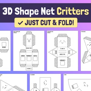 Cute 3D Shape Nets Activity 4th 5th 6th Grade Cutout 3D - Etsy