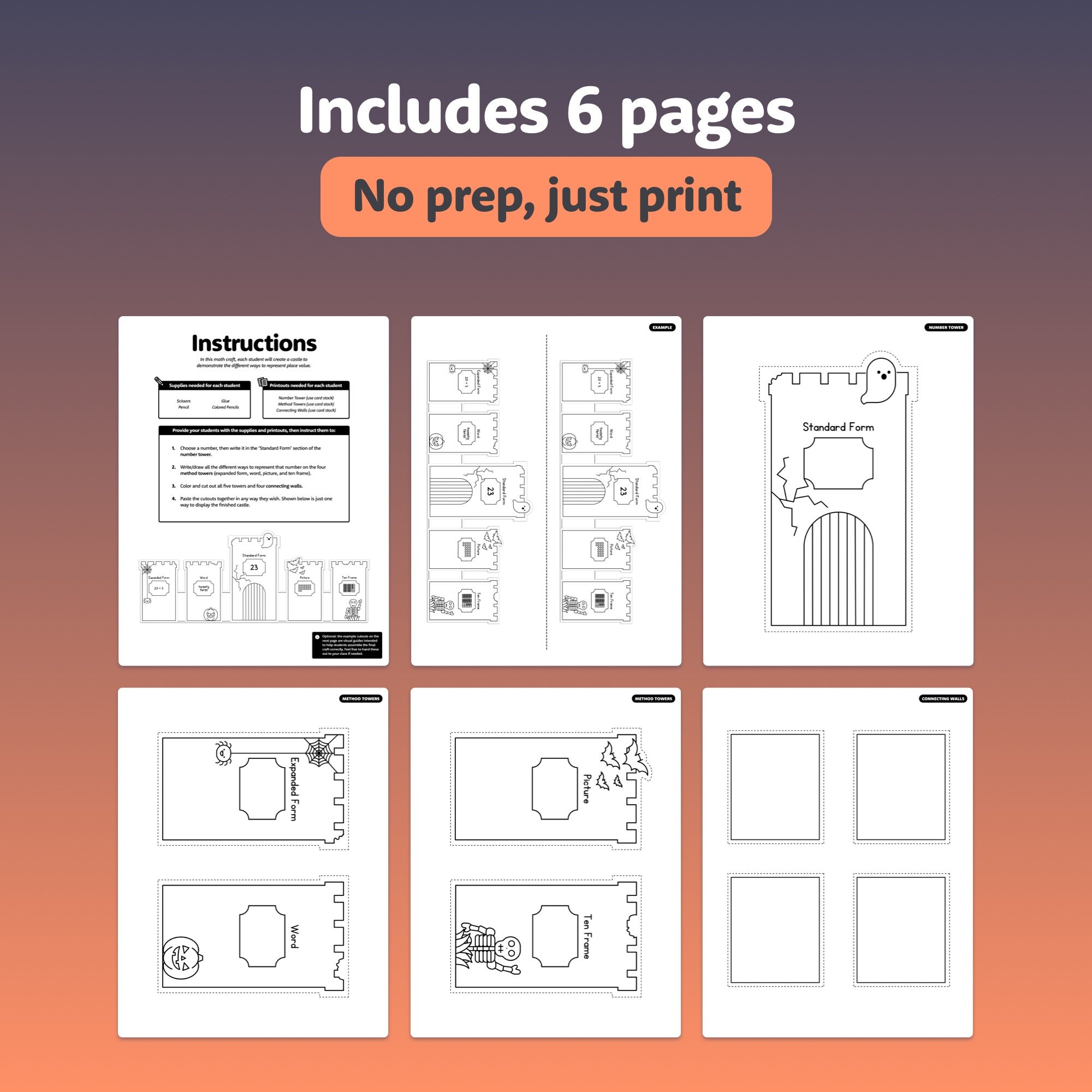 Halloween Place Value Craft | 1st, 2nd, 3rd Grade Halloween Math Craft ...