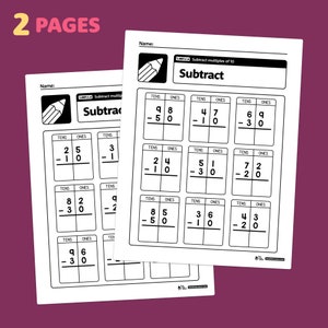 Subtract Multiples of 10 Worksheets | 1st Grade Math Centers and Place ...