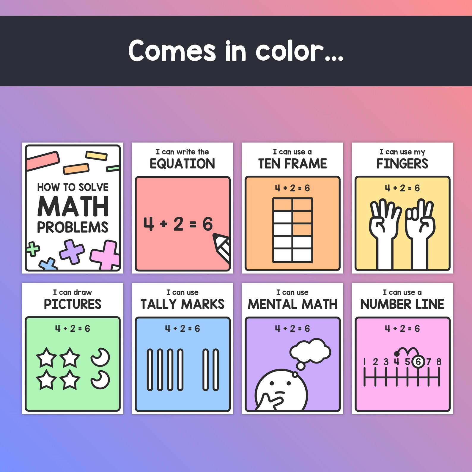Math Strategies Posters Single Digit Addition Posters - Etsy