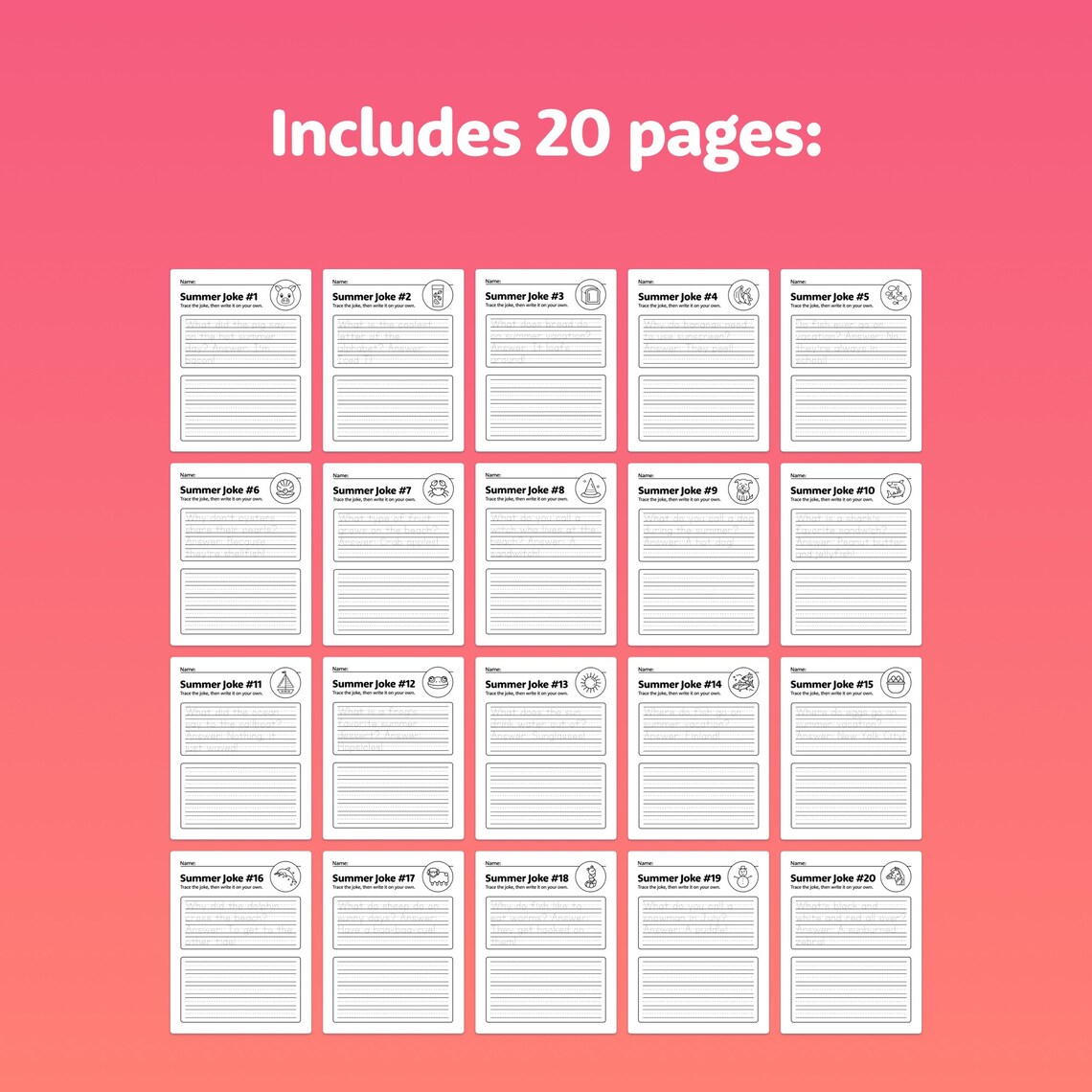 Summer Handwriting Worksheets | Kindergarten, 2nd, & 1st Grade ...