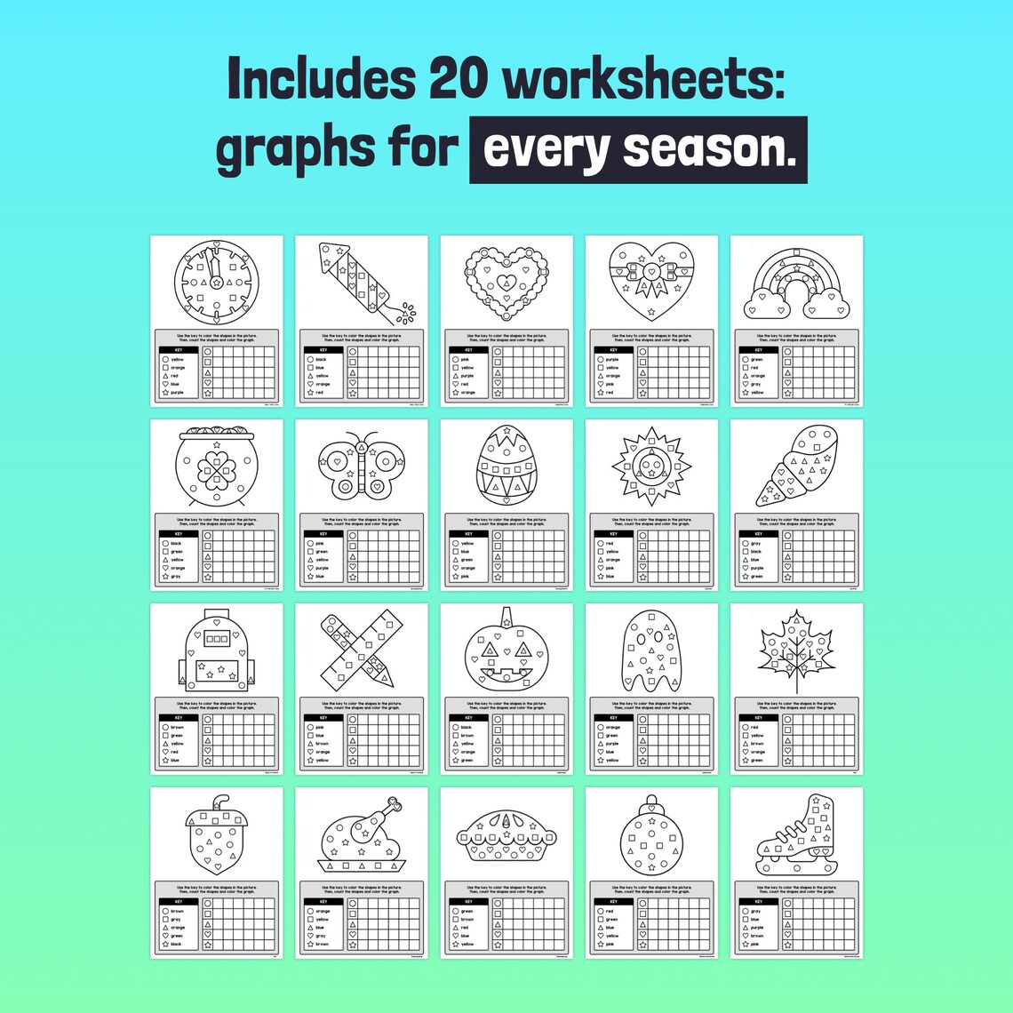All Year Graphing Worksheets | Kindergarten & 1st Grade Graph by ...