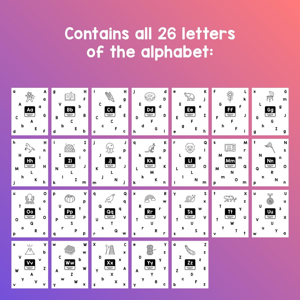 Alphabet Worksheets Pre-k & Kindergarten Letter Identification Activity ...